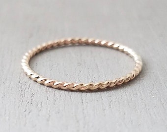 Sterling Silver and Rose Gold Twist Ring - Etsy