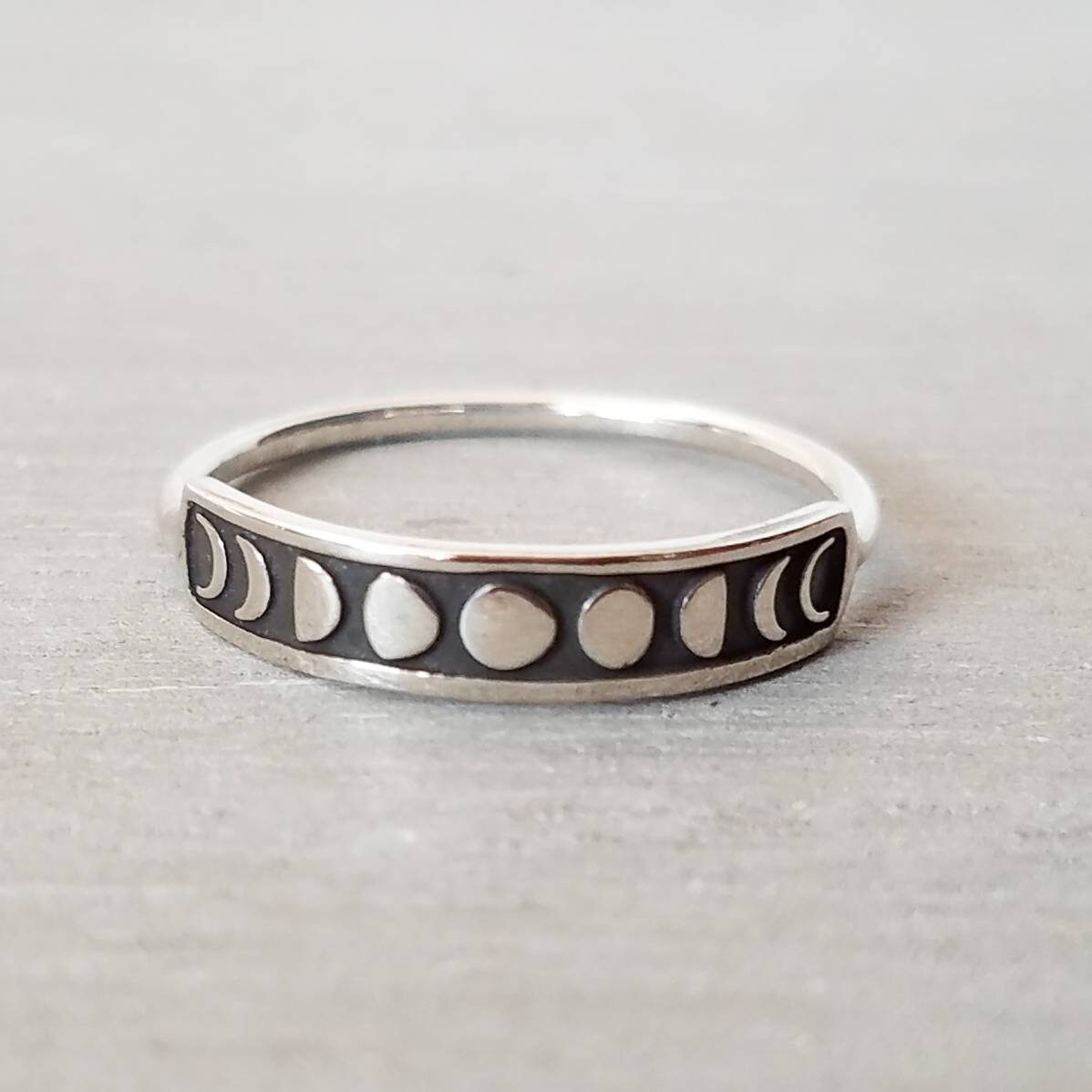 Moon Phase Ring in Sterling Silver - Etsy