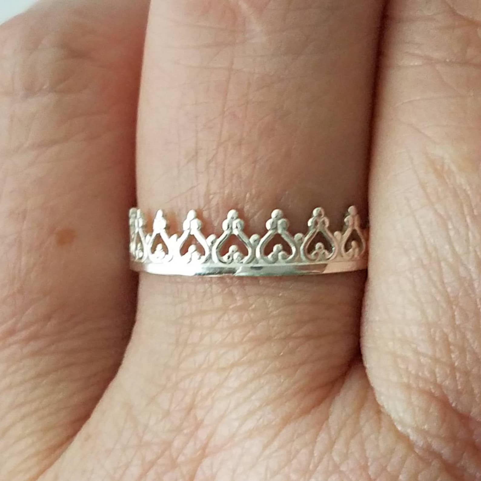 Sterling Silver Princess Crown Ring - Etsy