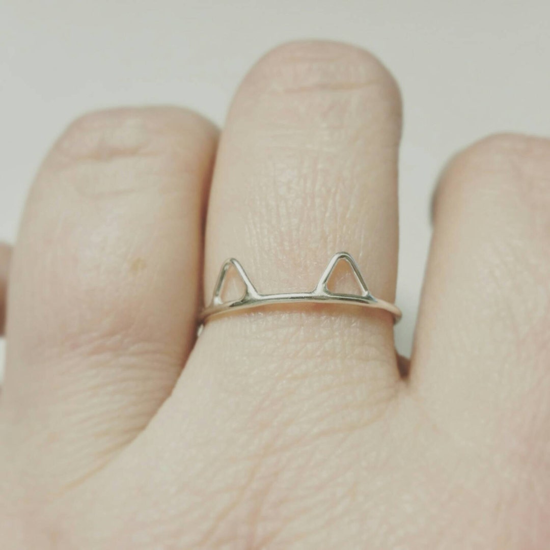 Cat Ring in Sterling Silver Cat Ears - Etsy