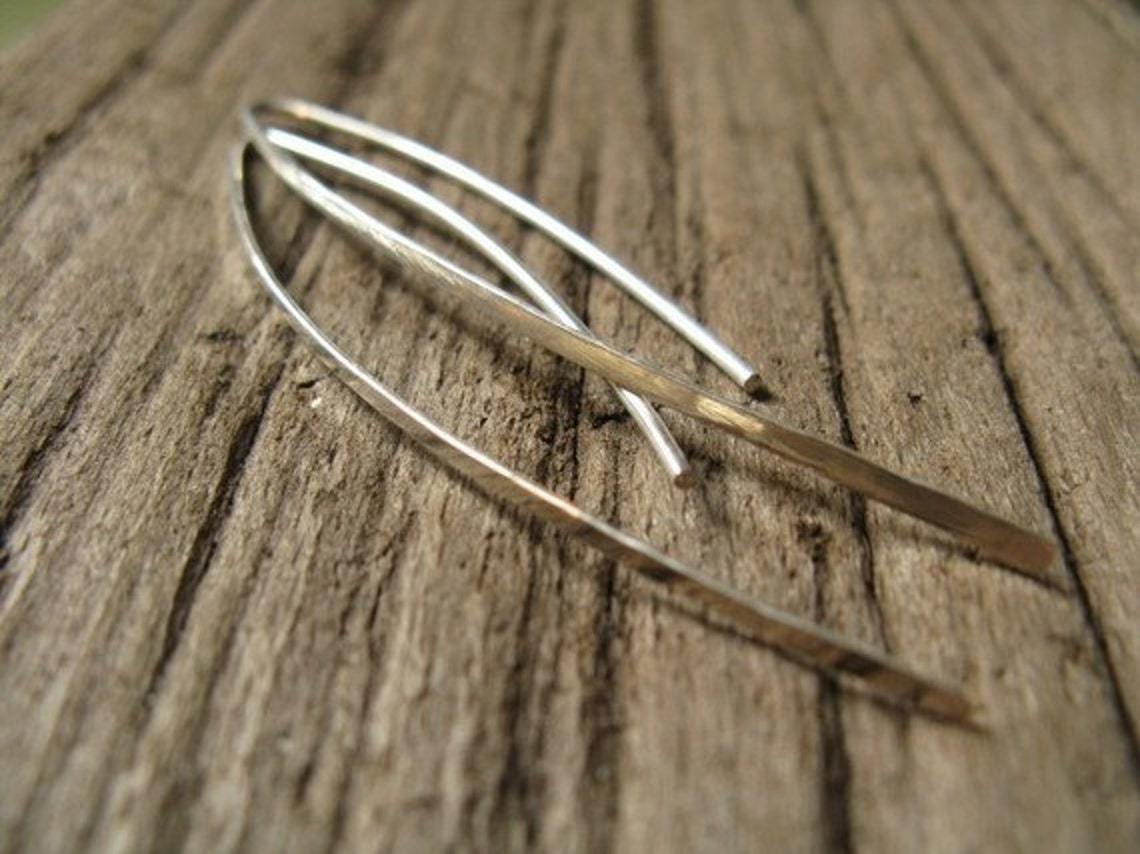 Sterling Silver Sliver Earrings - Etsy