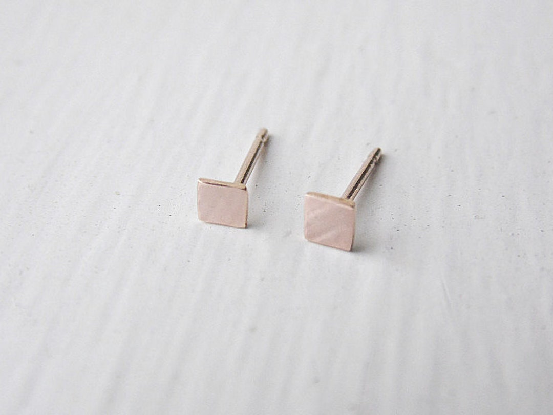 Square Stud Earrings 14k Rose Gold Fill - Etsy