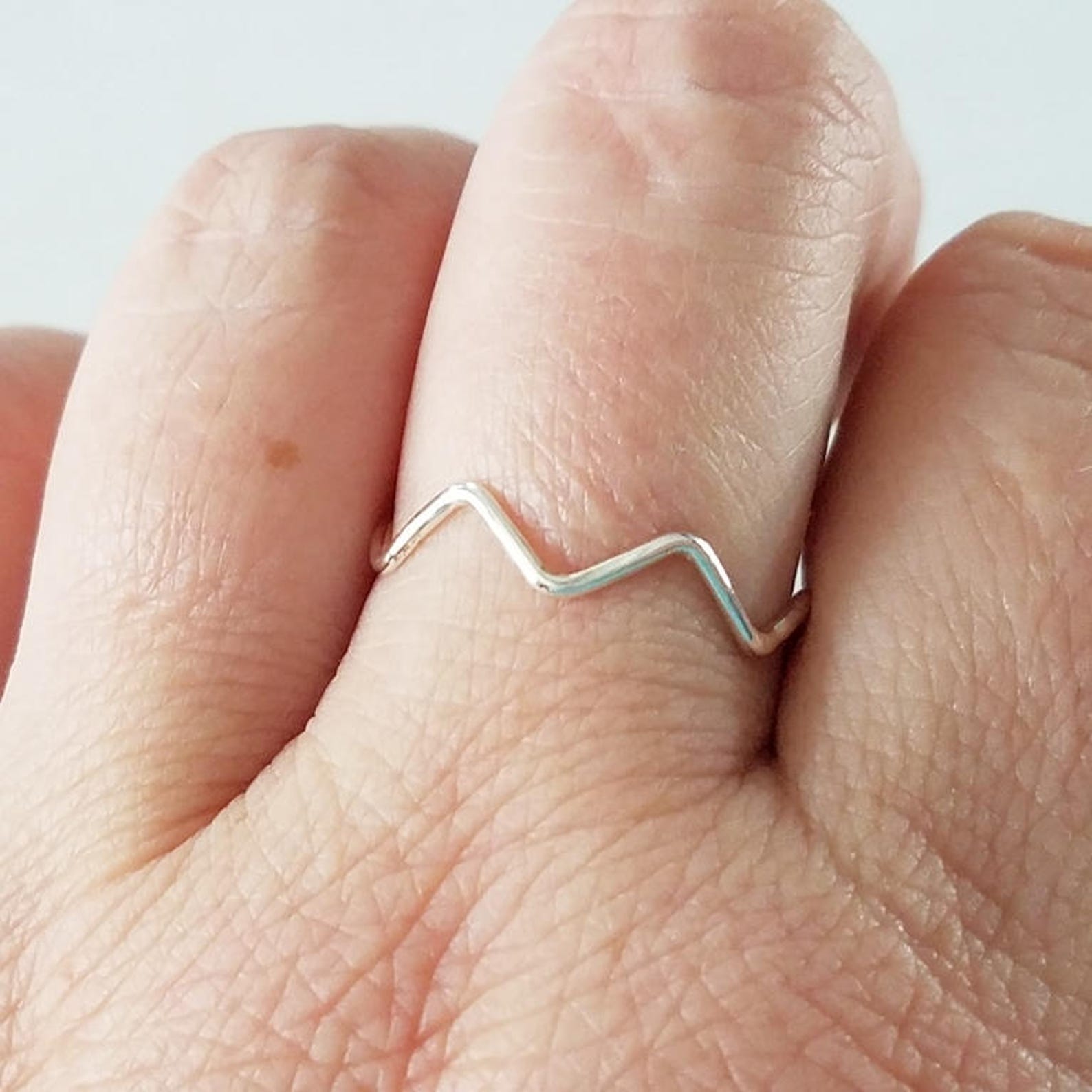 Sterling Silver Wave Ring Zig Zag Ring - Etsy