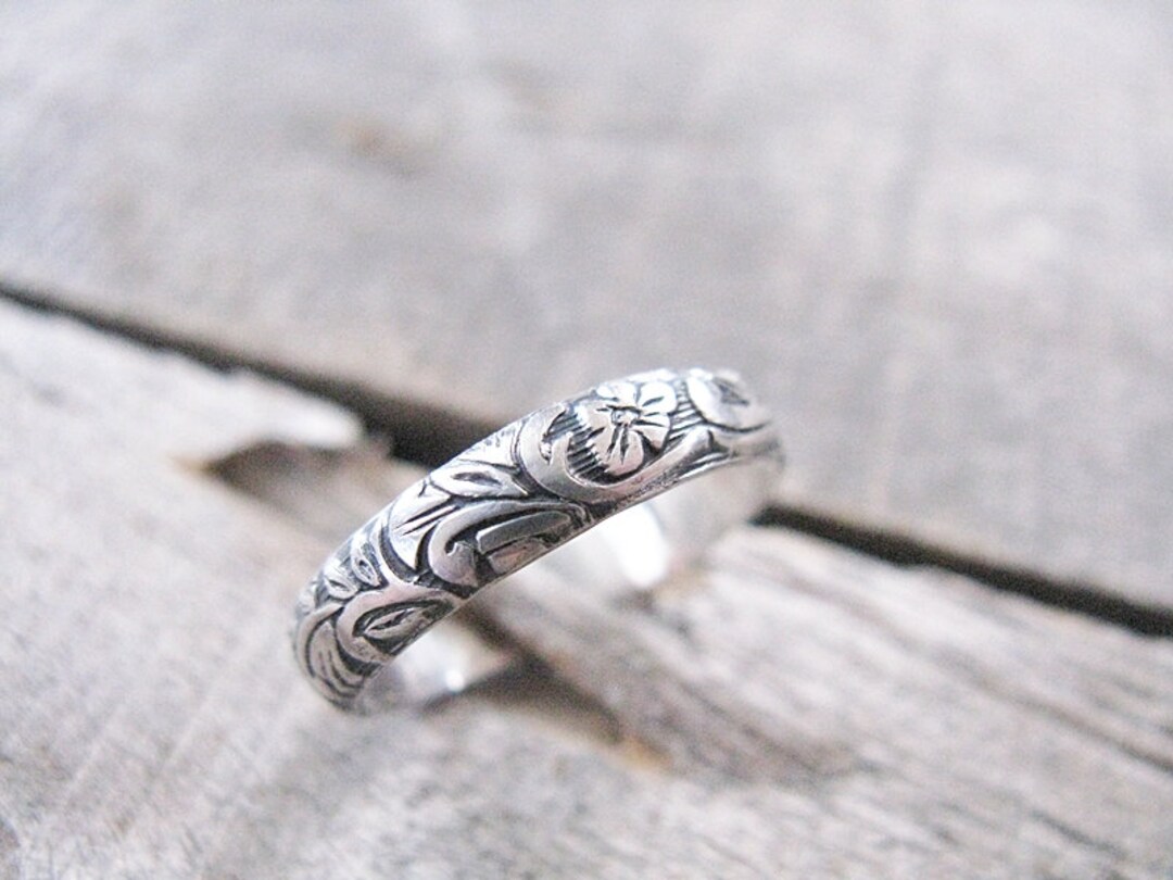 Sterling Silver Floral Band - Etsy