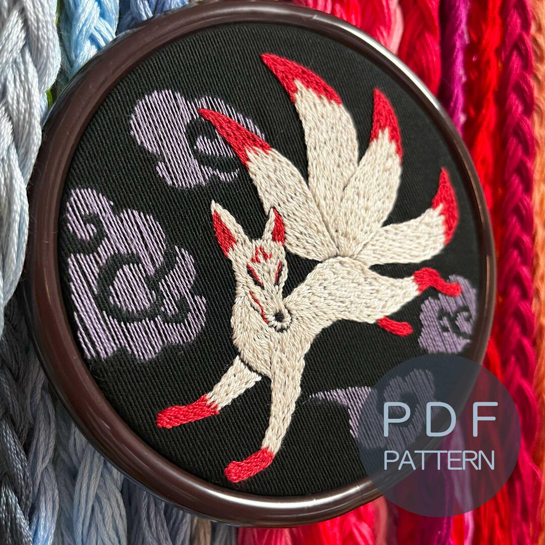 Yokai tenko Hand Embroidery Pattern digital PDF Pattern - Etsy