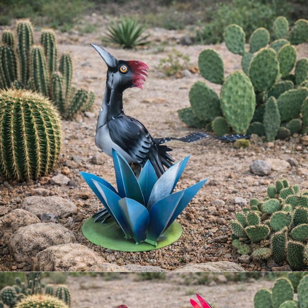 Handcrafted Metal Roadrunner Garden Art - Rustic Southwest Yard Decor ...
