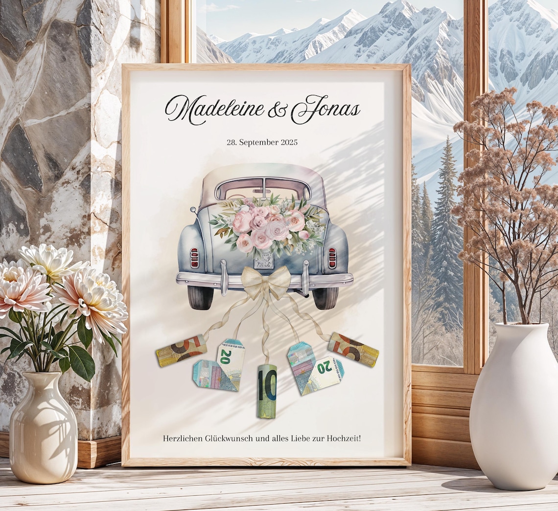 Editable Wedding Money Gift Printable | Custom Wedding Gift With Car ...