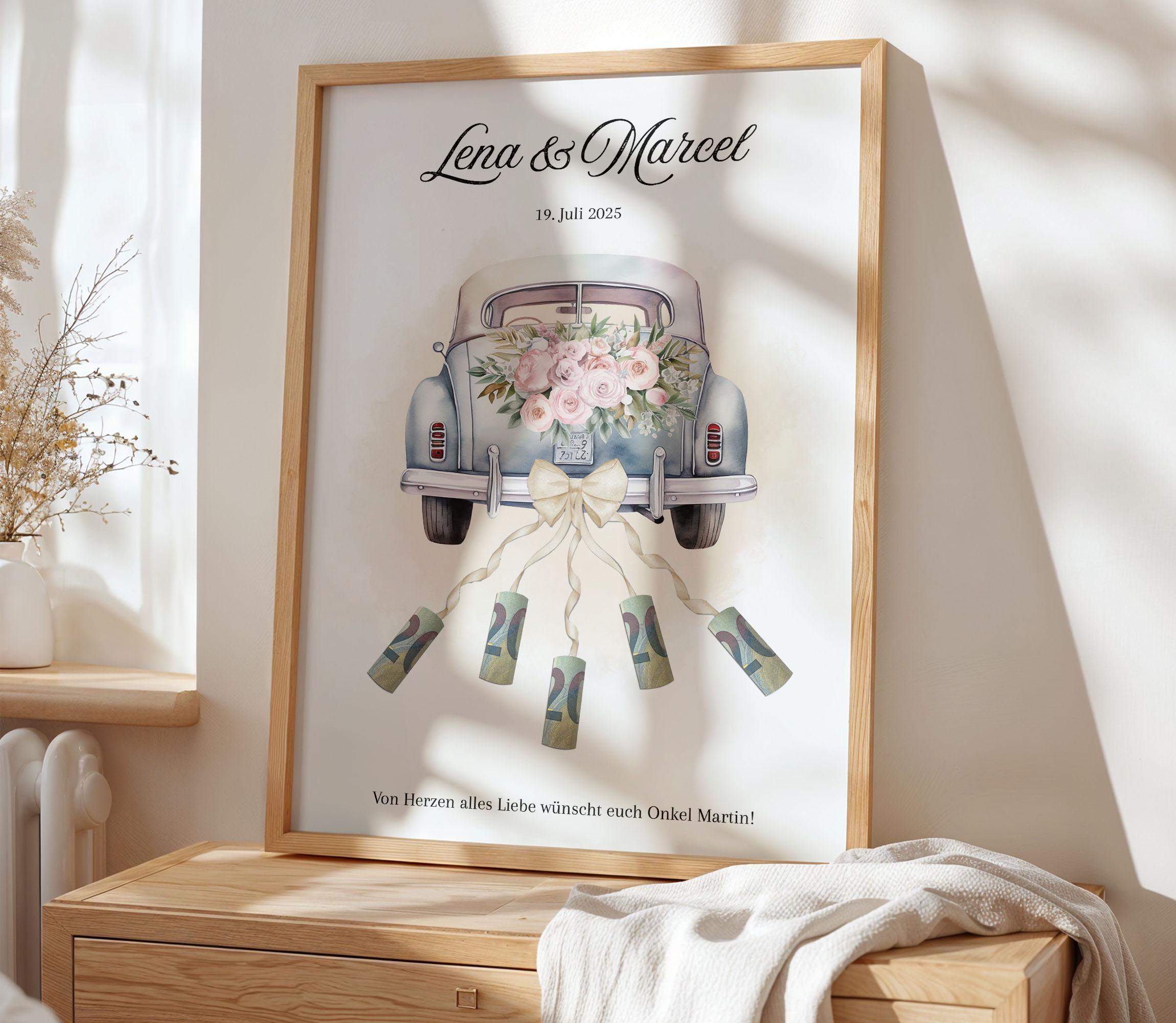 Editable Wedding Money Gift Printable | Custom Wedding Gift With Car ...