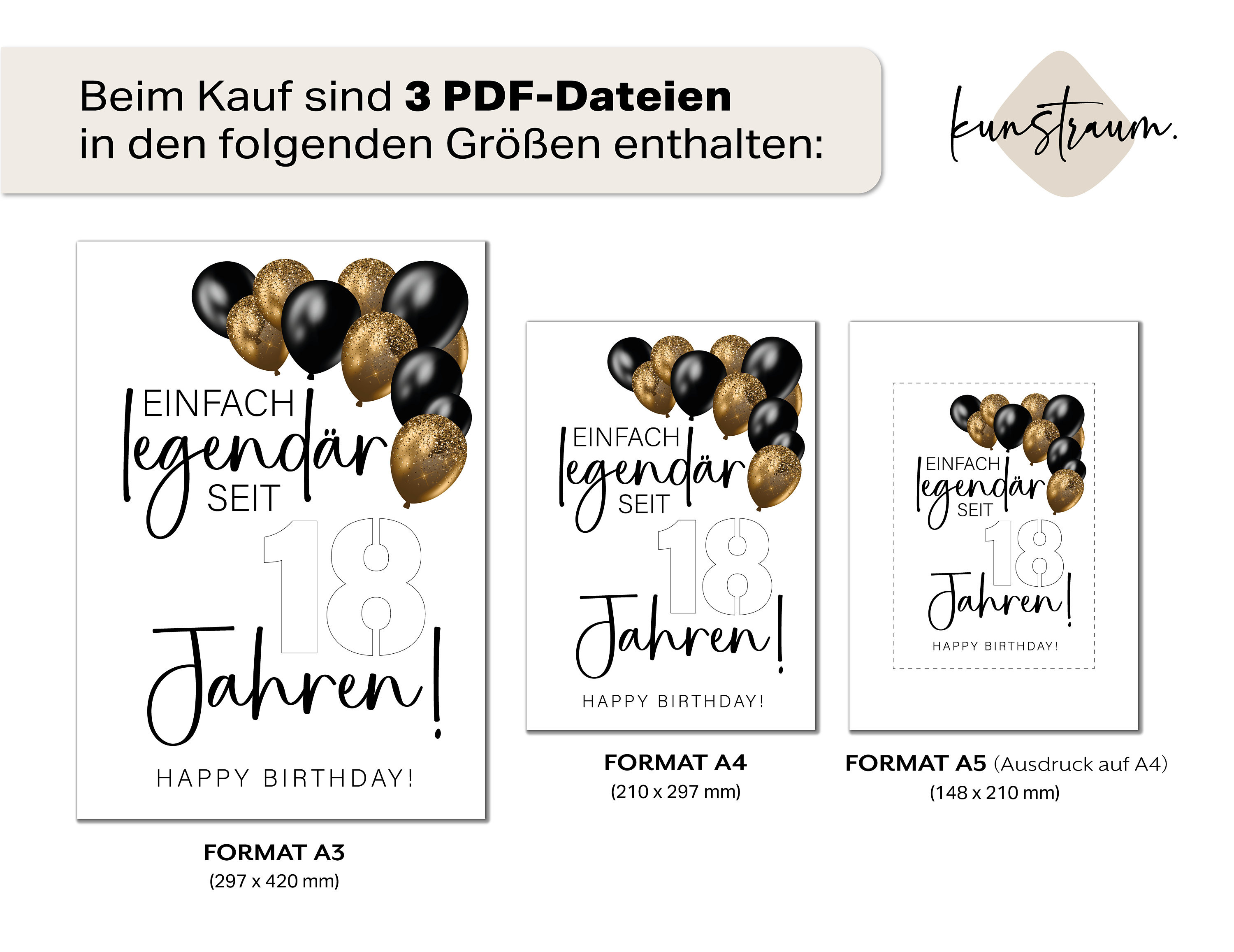 Geburtstag 18 Geschenkidee Flaschen Dosen Ballons Gold Schwarz Wei