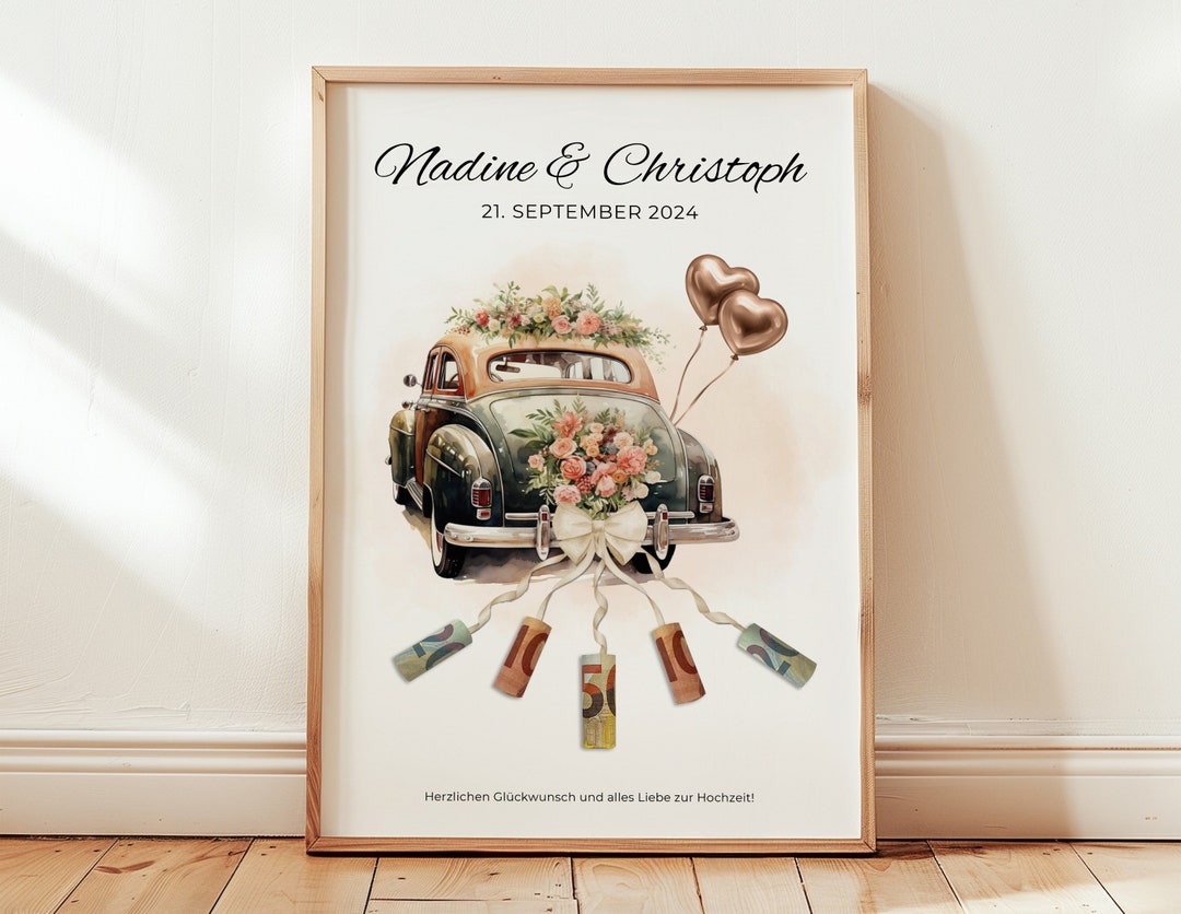 Editable Wedding Money Gift Printable | Custom Wedding Gift With Car ...