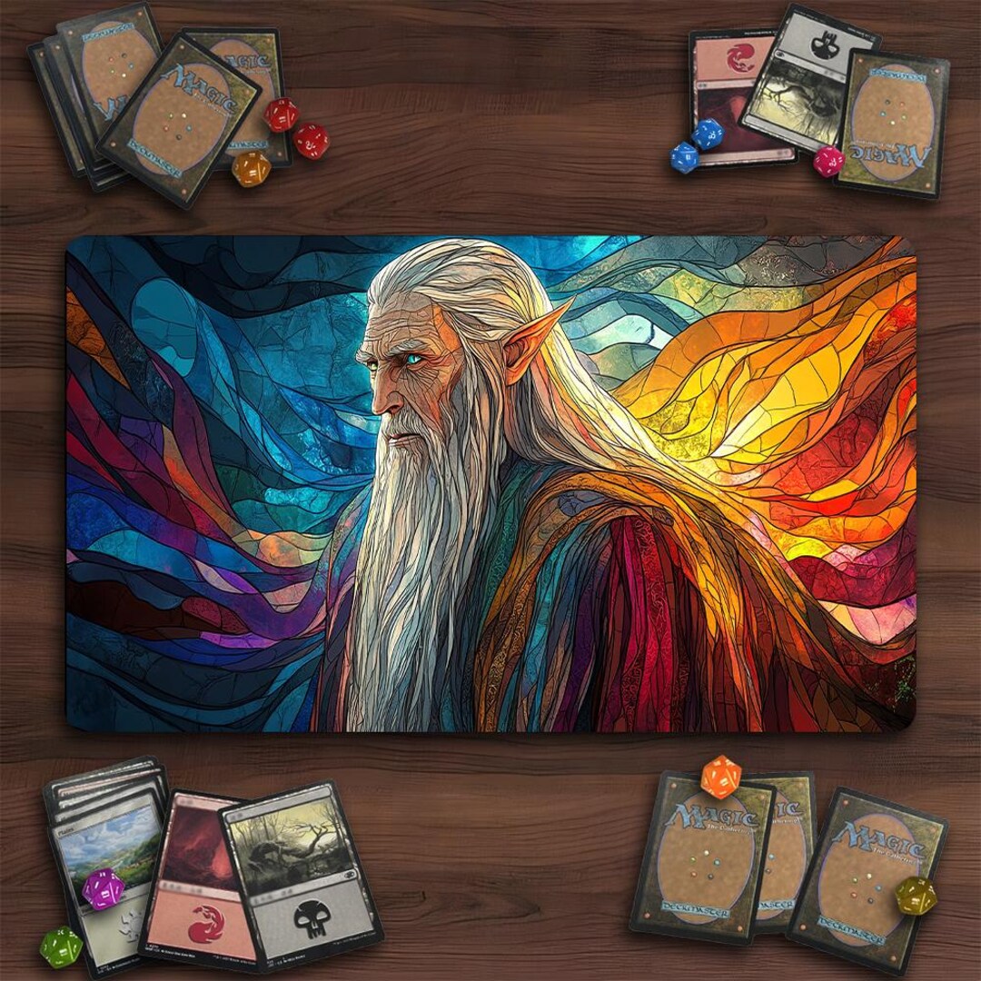 MTG Card Game Play Mat - TCG Playmat - Mouse Pad - Stained Glass - Desk ...