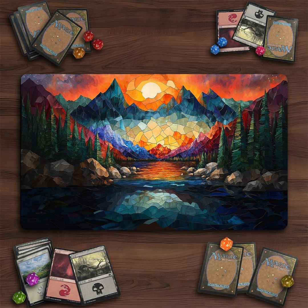 MTG Card Game Play Mat TCG Playmat Mouse Pad Stained Glass Desk Mat - Etsy
