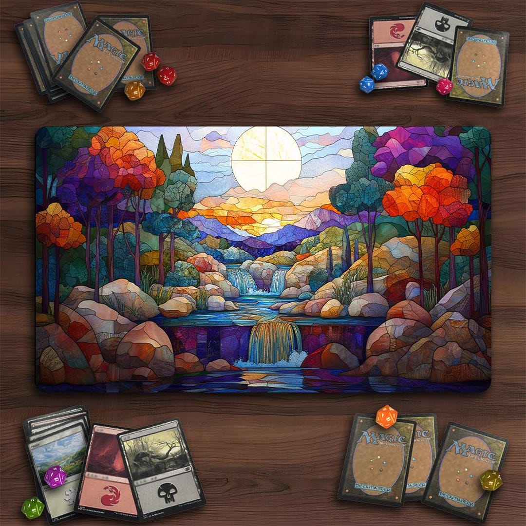 MTG Card Game Play Mat TCG Playmat Mouse Pad Stained Glass Desk Mat - Etsy