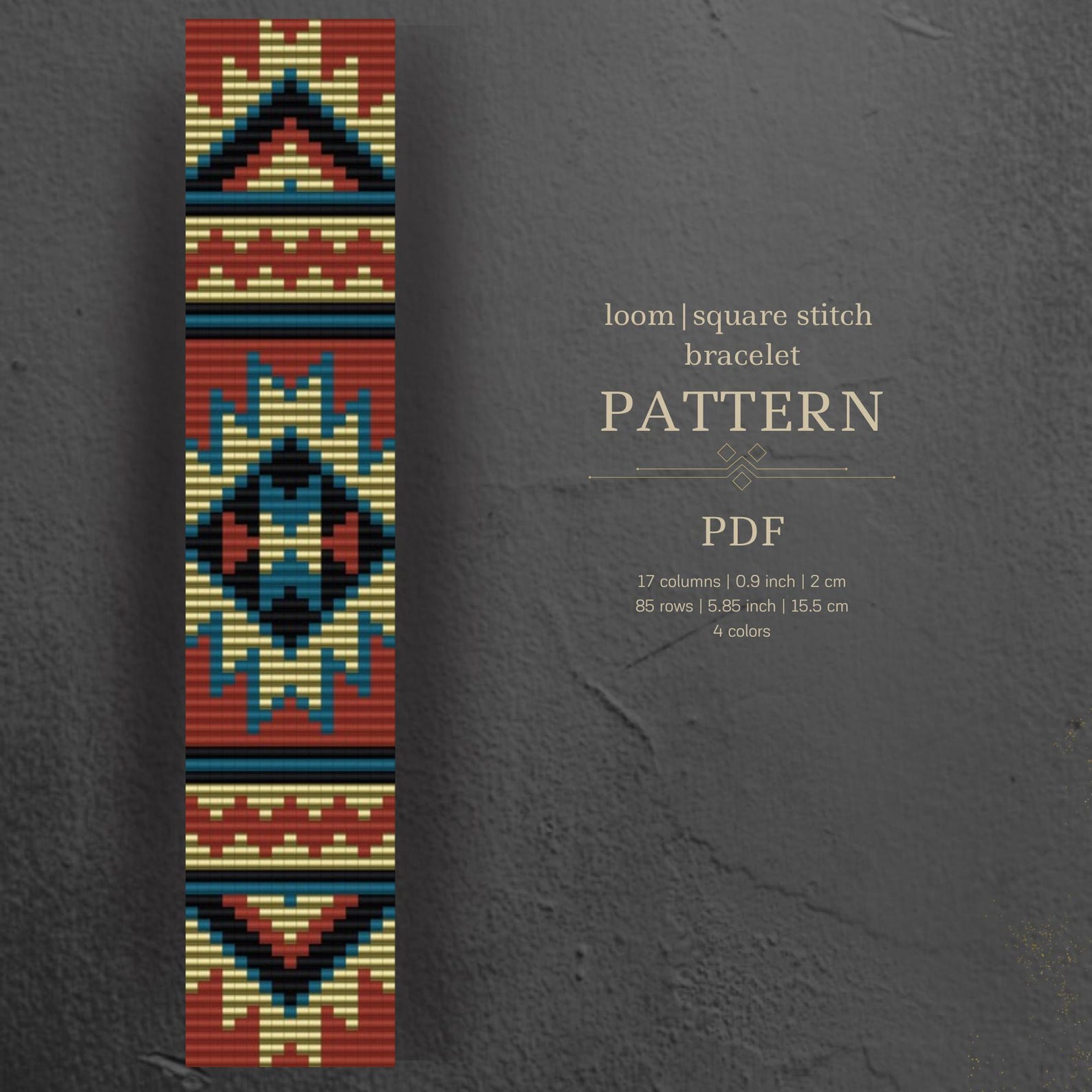 Loom Pattern Beaded Bracelet, Miyuki Delica, Southwestern Rug Design ...