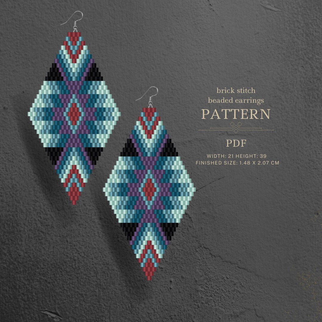 Beaded Earrings Pattern – Brick Stitch, Miyuki Delica (PDF Download) - Etsy