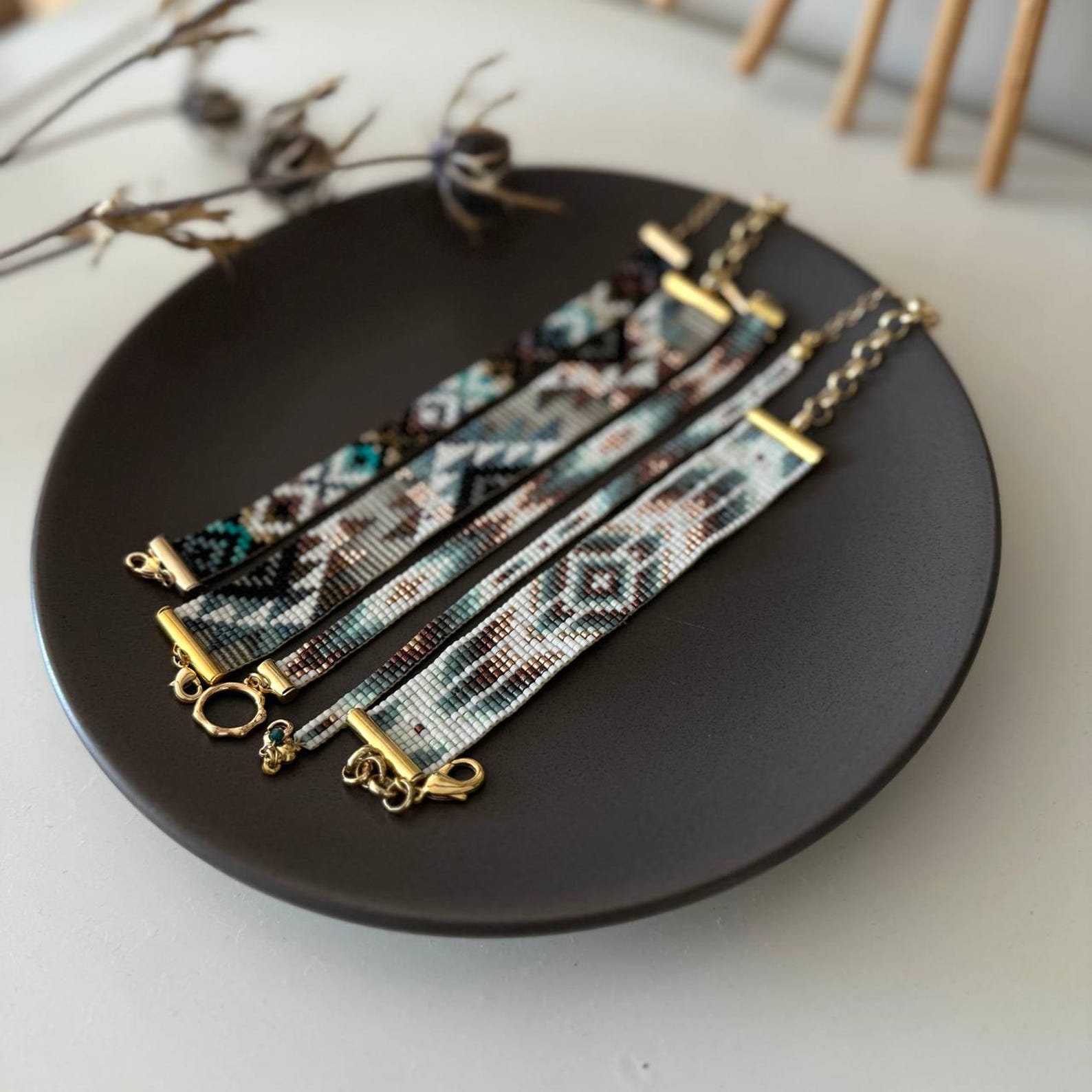 Beaded Loom Bracelet Patterns, Aztec White and Teal (PDF) - Etsy