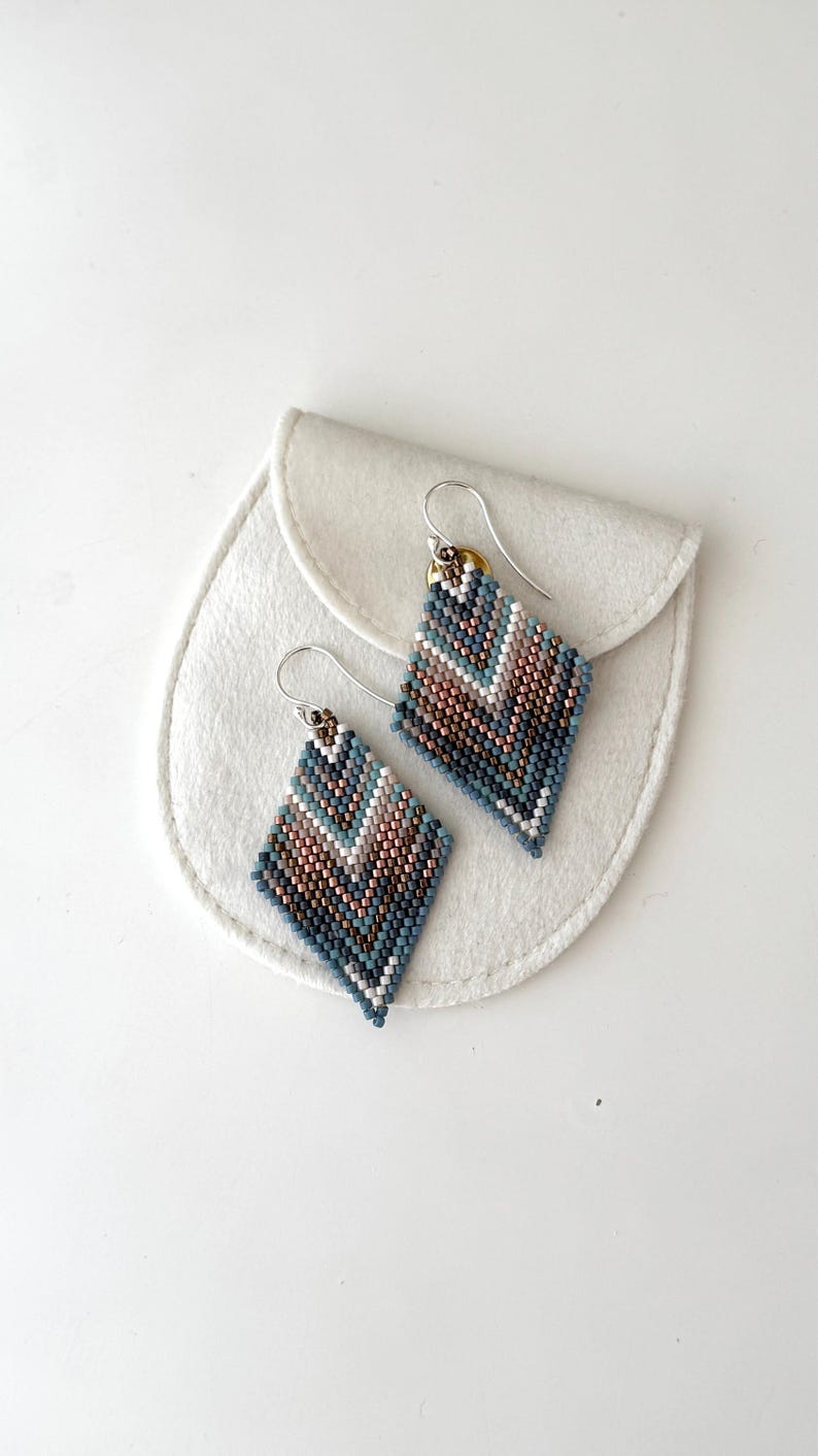 Diamond Beaded Earrings Pattern – Brick Stitch, Miyuki Delica (PDF ...