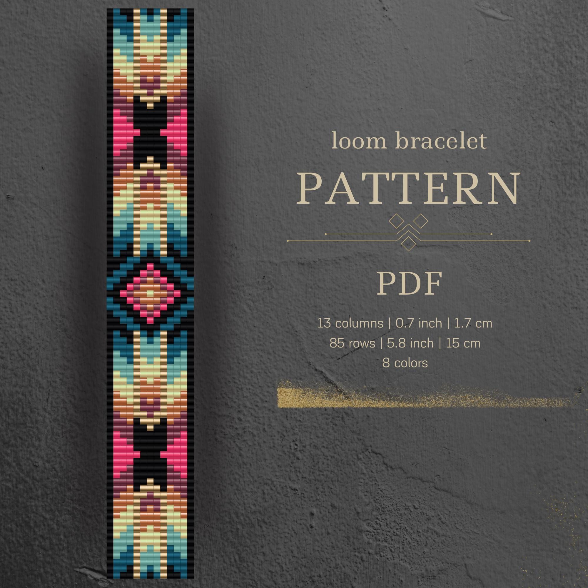 Loom Bead Bracelet Pattern, Native Ethnic Print, Eye-catching Colorful ...