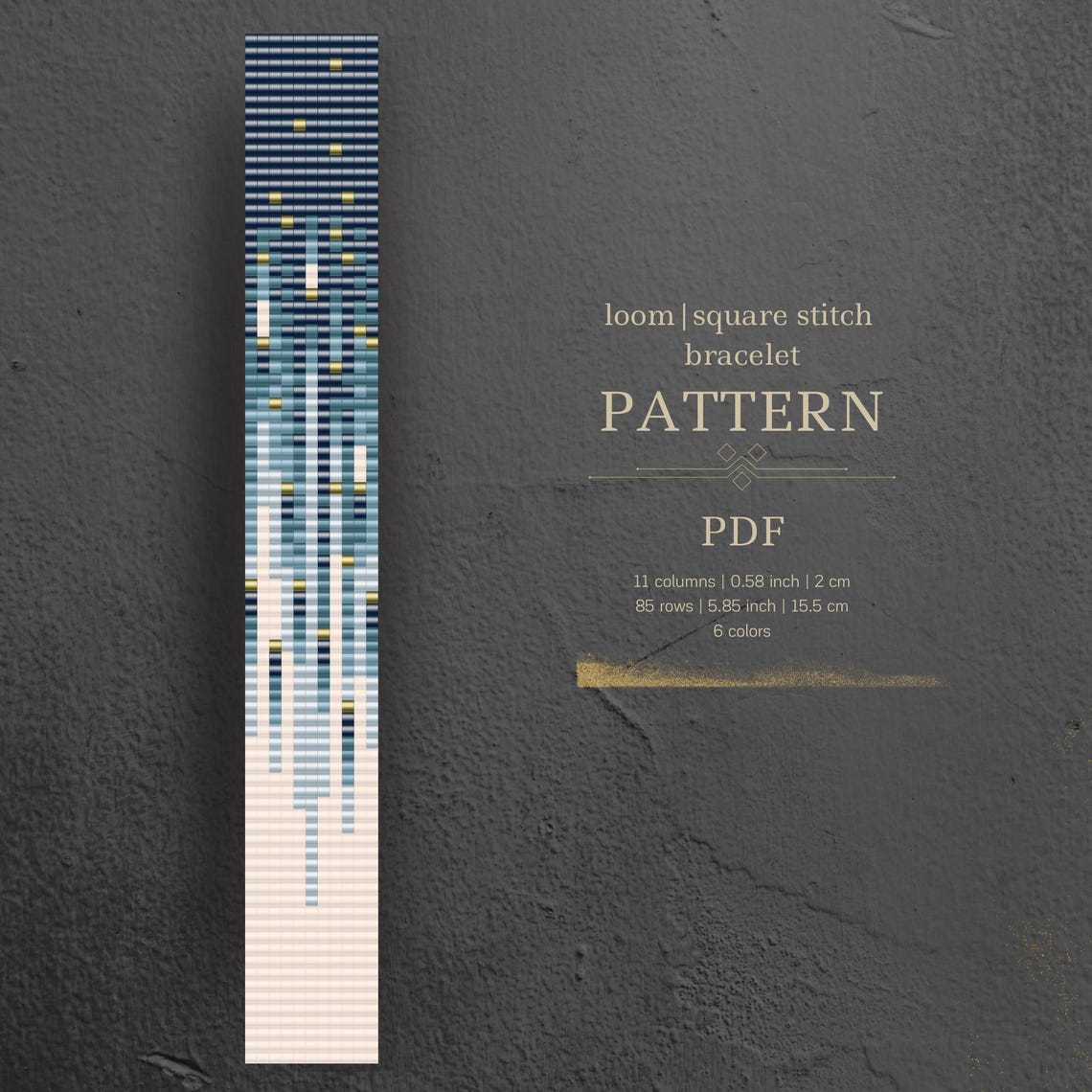 Beading Pattern, PDF Loom Bead Bracelet Pattern, Modern Blue Gradient ...