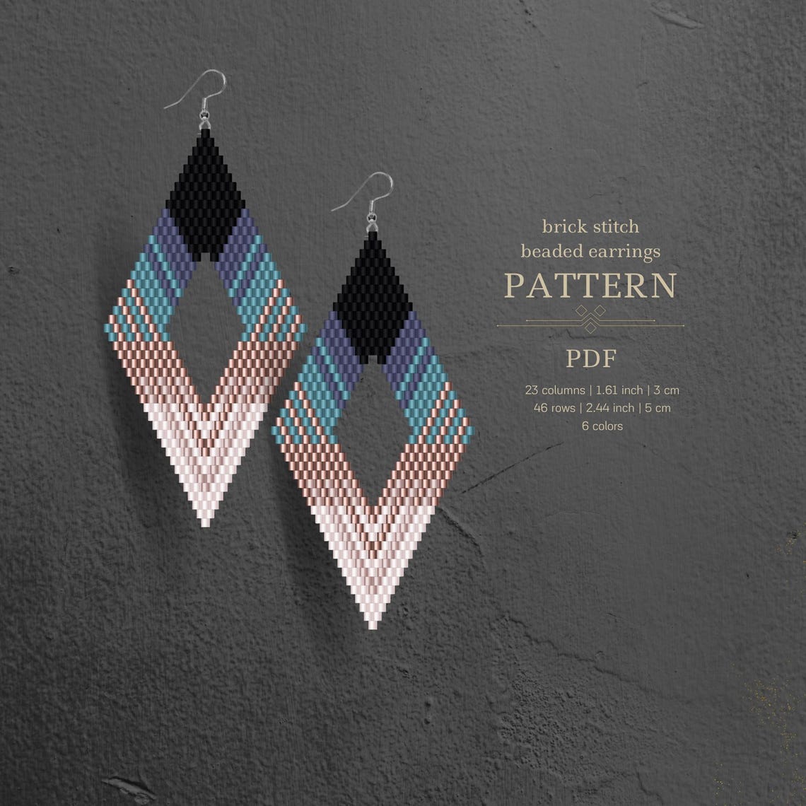 Beaded Rhombus Earrings Pattern – Brick Stitch, Miyuki Delica (PDF) - Etsy