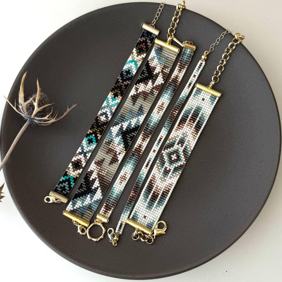 Beaded Loom Bracelet Patterns, Aztec White and Teal (PDF) - Etsy