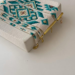 Set of 4 Loom patterns – Turquoise Aztec Beaded Bracelets – DIY PDF ...