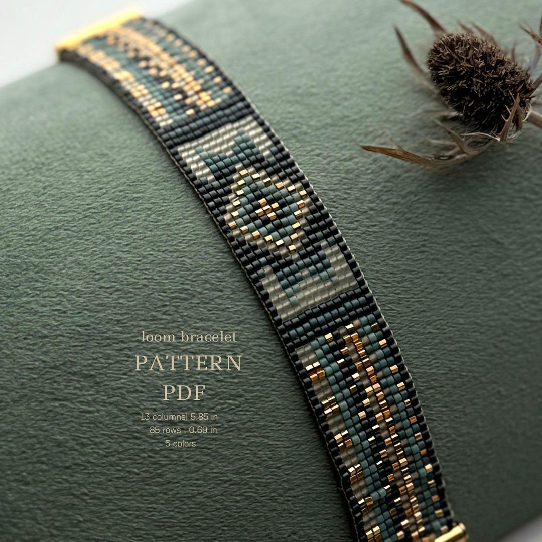 Pattern Bead Loom Bracelet, Stunning Teal Gold Native Inspired Bracelet ...