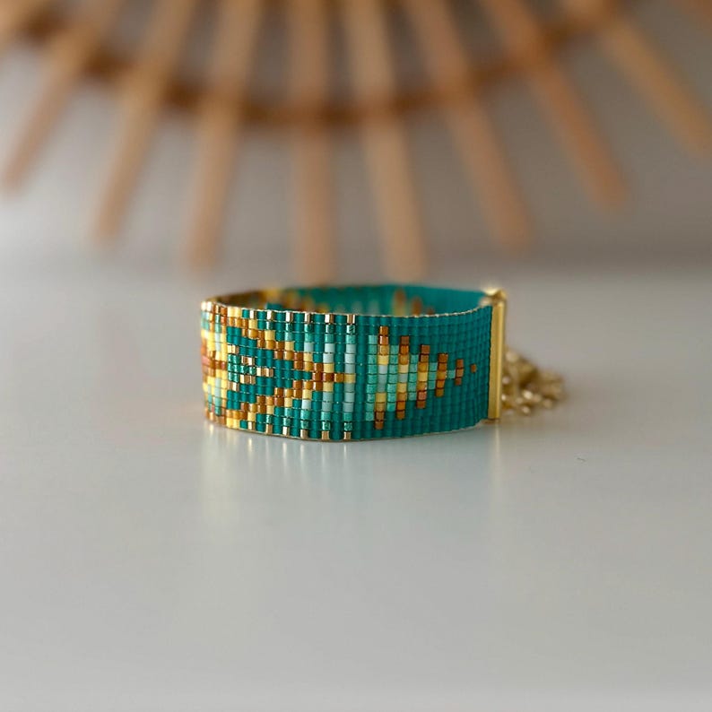 Turquoise Miyuki Delica Bracelet Pattern, Loom Stitch DIY (PDF Pattern ...