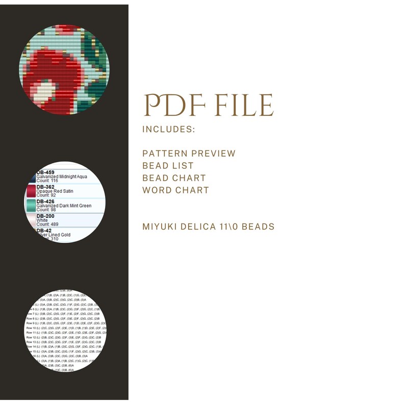 Miyuki Delica Bead Loom Pattern, Folk Floral Beadweaving Design, PDF ...