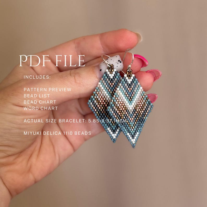 Diamond Beaded Earrings Pattern – Brick Stitch, Miyuki Delica (PDF ...