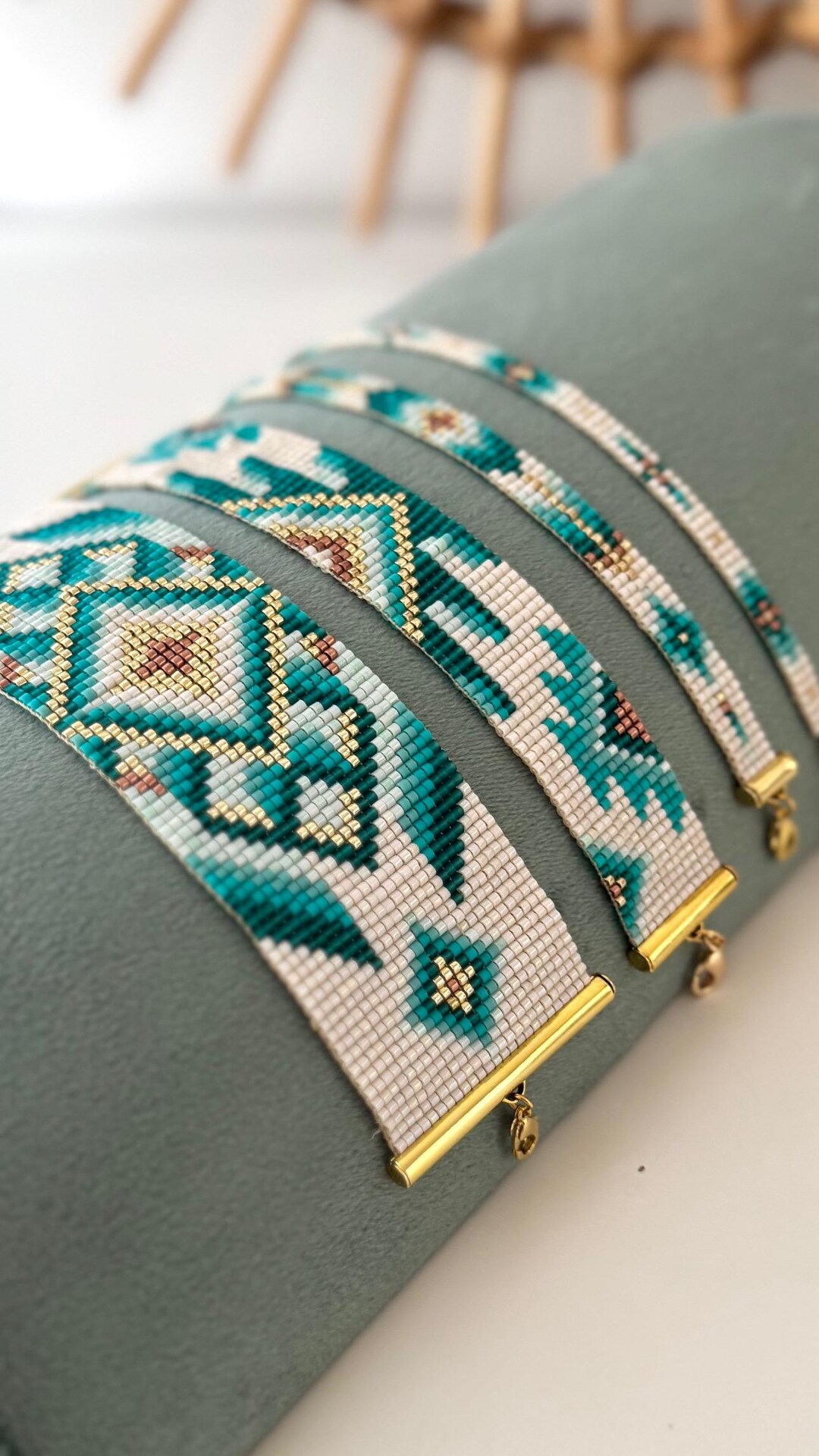 Set of 4 Loom patterns – Turquoise Aztec Beaded Bracelets – DIY PDF ...