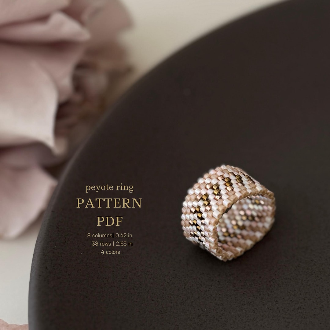 Beaded Ring PDF Pattern, Peyote Stitch Ring, Nude Pastel Pink Color ...