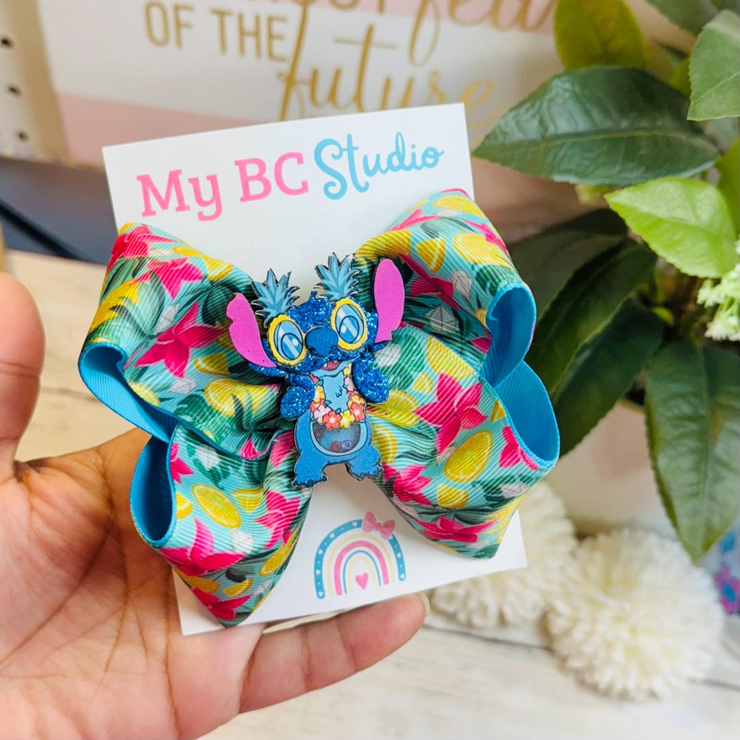 Stitch Bow, Stitch Hair Bow, Stitch 4" Bow, Stitch Party, Stitch Themed ...