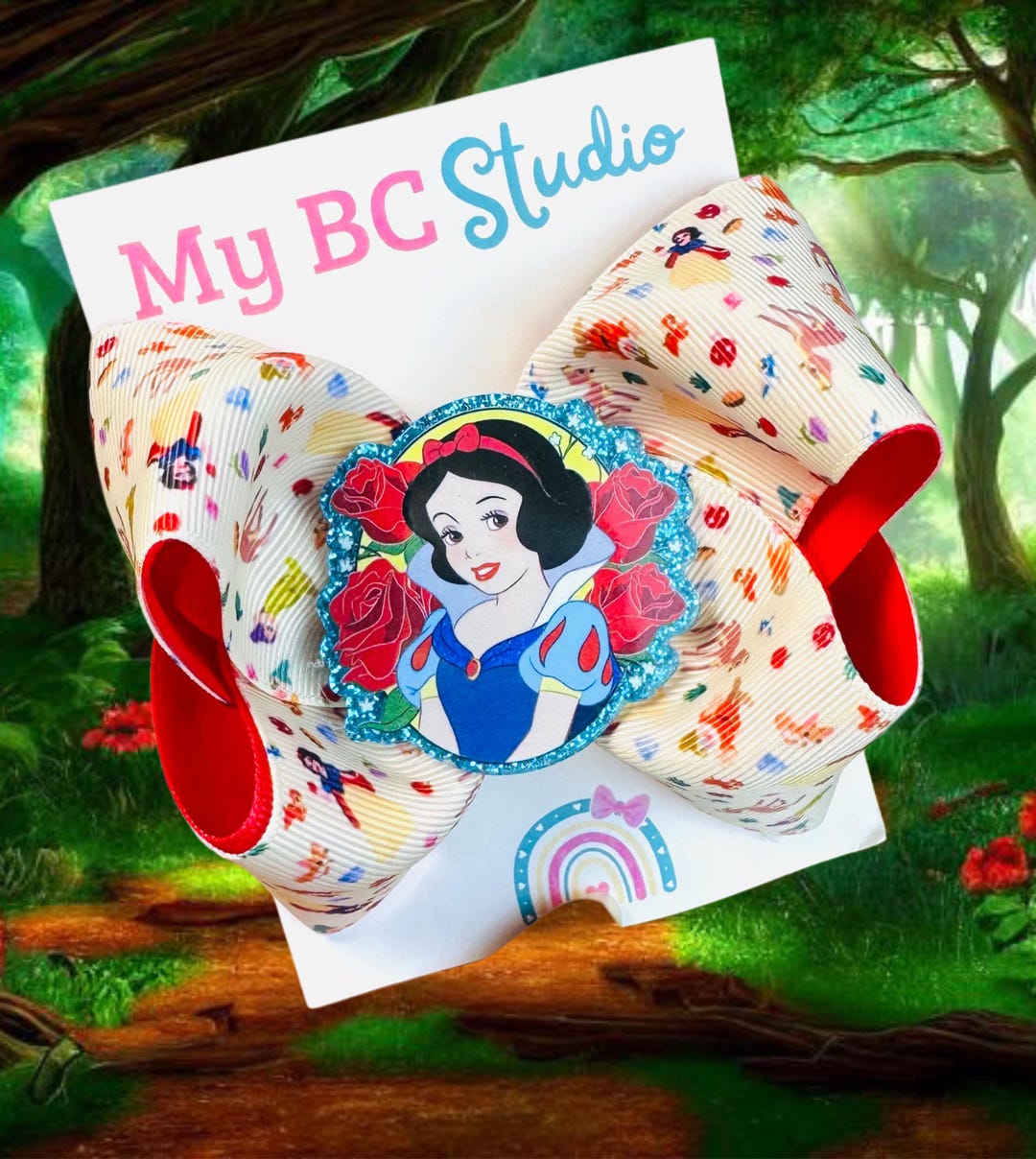 Snow White Hair Bow: Disney Princess Hair Bow, Princesses Birthday ...