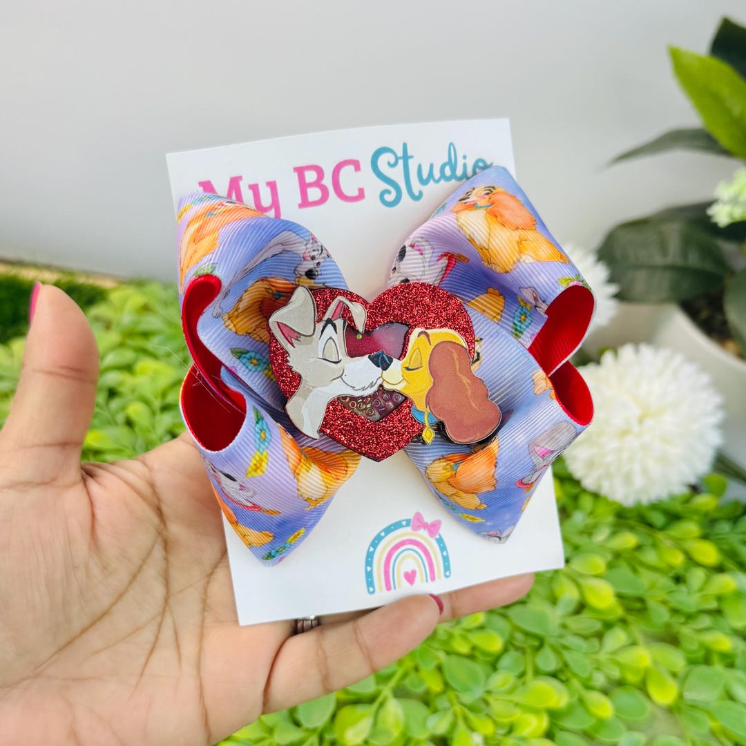 The Lady and the Tramp Clip Bow: Girls Hairbow, Cute Bows for Girls ...