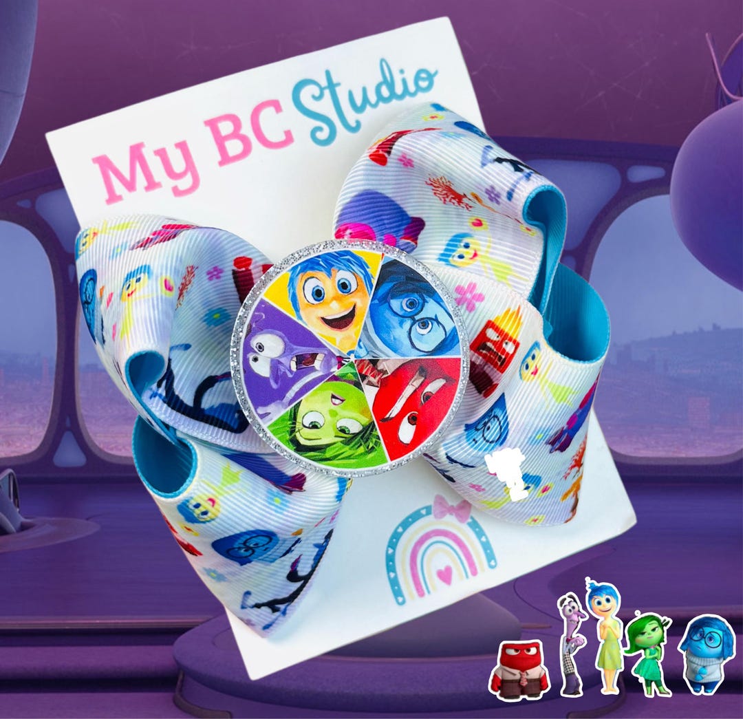 Inside Out Hair Bow: Inside Out Hair Clip, Inside Out Birthday, Inside ...