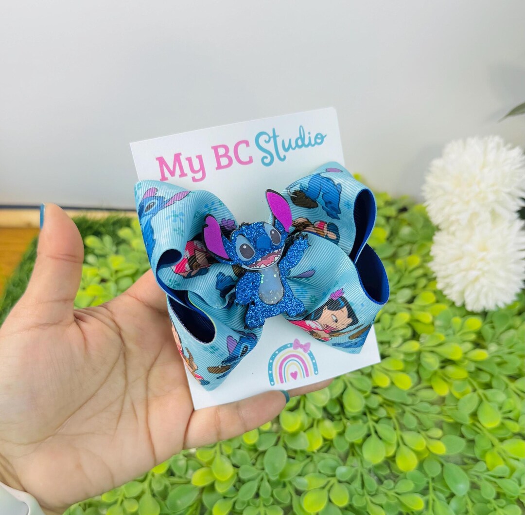 Stitch Bow, Stitch Hair Bow, Stitch 4 Bow, Stitch Party, Stitch Themed ...