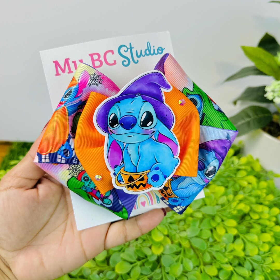 Stitch Bow, Stitch Halloween Bow, Stitch Hair Bow, Stitch Treat or ...