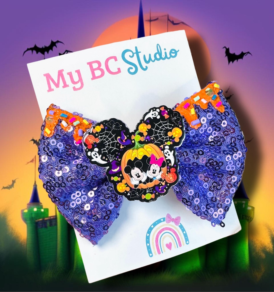 Minnie Halloween Bow: Minnie Spooky Bow, Disney Halloween Bow, Mickey ...