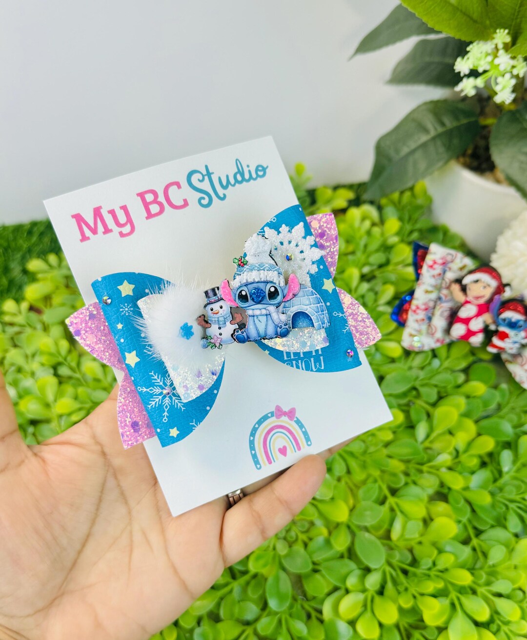 Stitch Hair Bow: Stitch Christmas Hair Bow, Stitch Holidays Bow, Disney ...