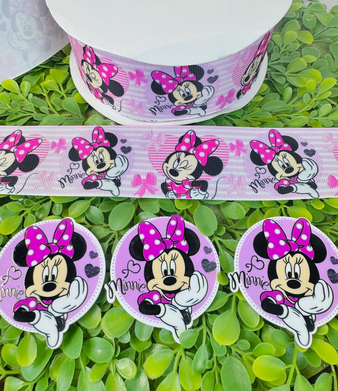 LOT OF 3: Ribbon Yards or Resins / Minnie Ribbon 2", Minnie Grosgrain ...