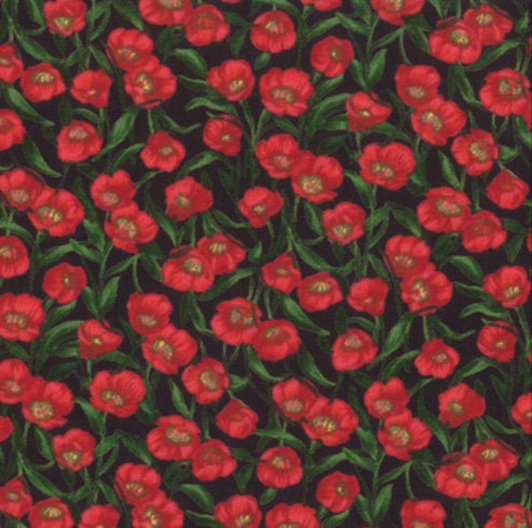 Moda Wildflowers VII Red Wildflowers W/black Background Item 32816 17 1 ...