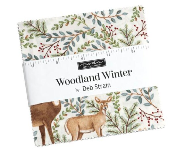 MODA Woodland Winter Charm Pack Containing 42 Factory Cut Five Inch ...
