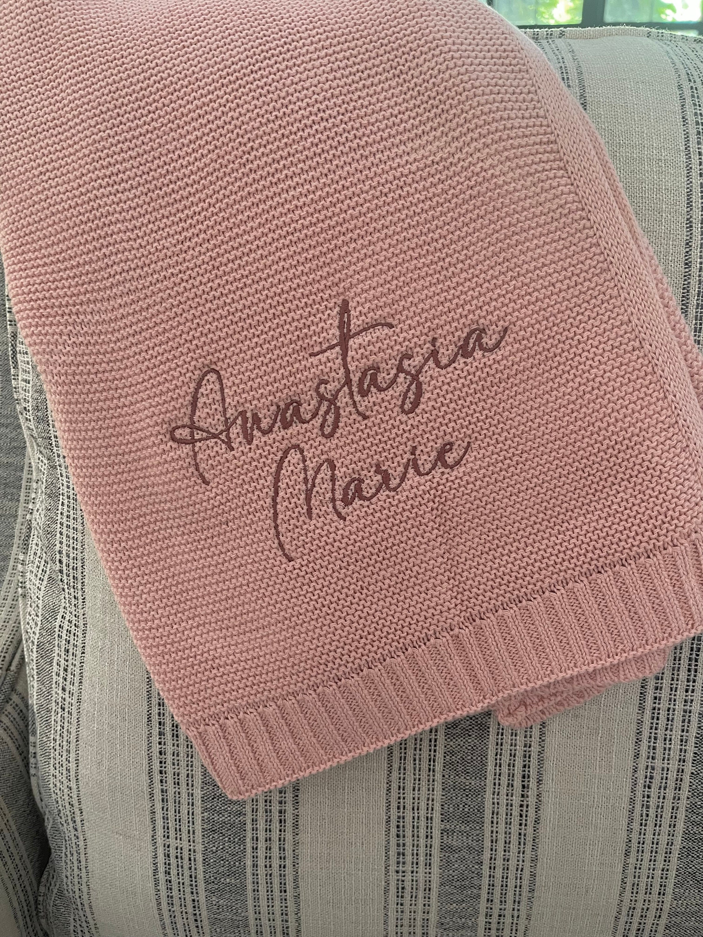 Personalized / Embroidered Knitted Baby Blanket / Soft Custom Baby ...