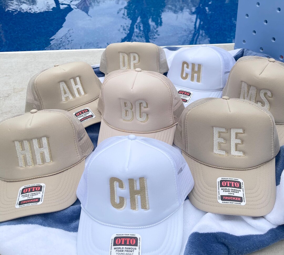 Personalized/monogrammed Initials Trucker Hat/ Pool Day/ Embroidered ...