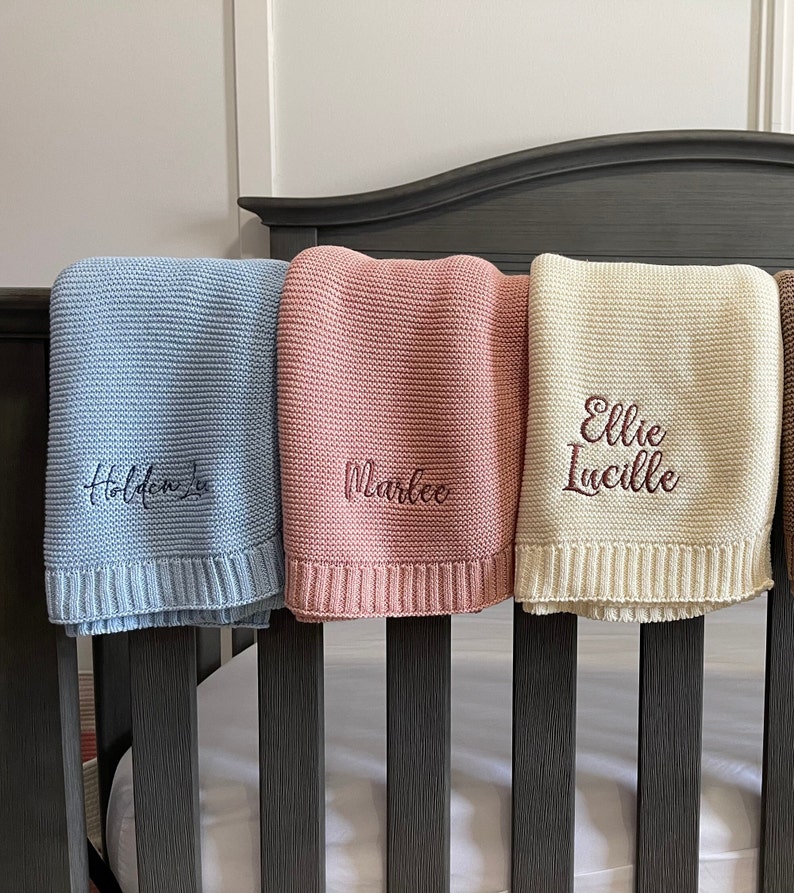 Personalized / Embroidered Knitted Baby Blanket / Soft Custom Baby ...