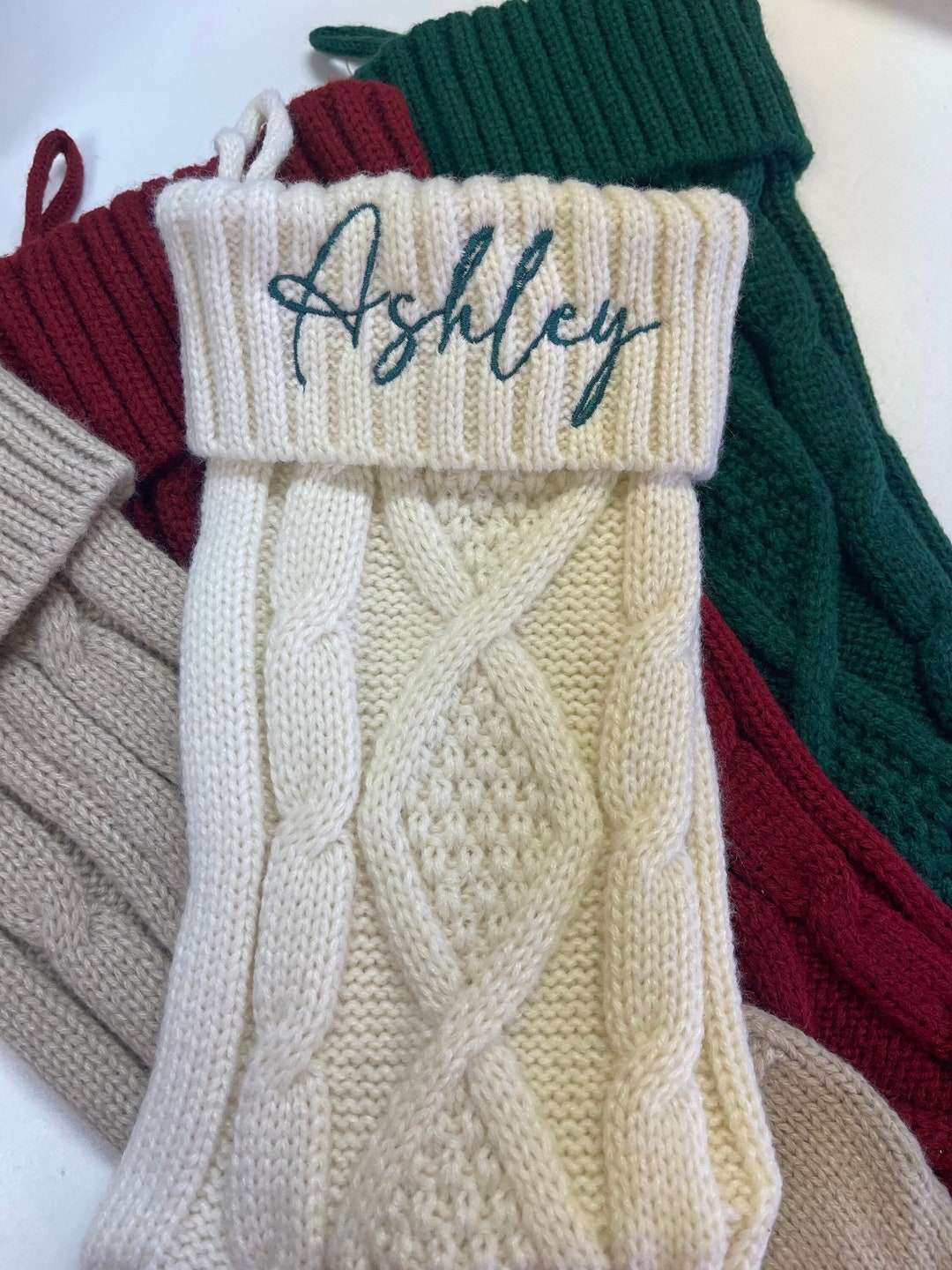 Personalized Embroidered Christmas Stocking / Cable Knit Stocking / New ...