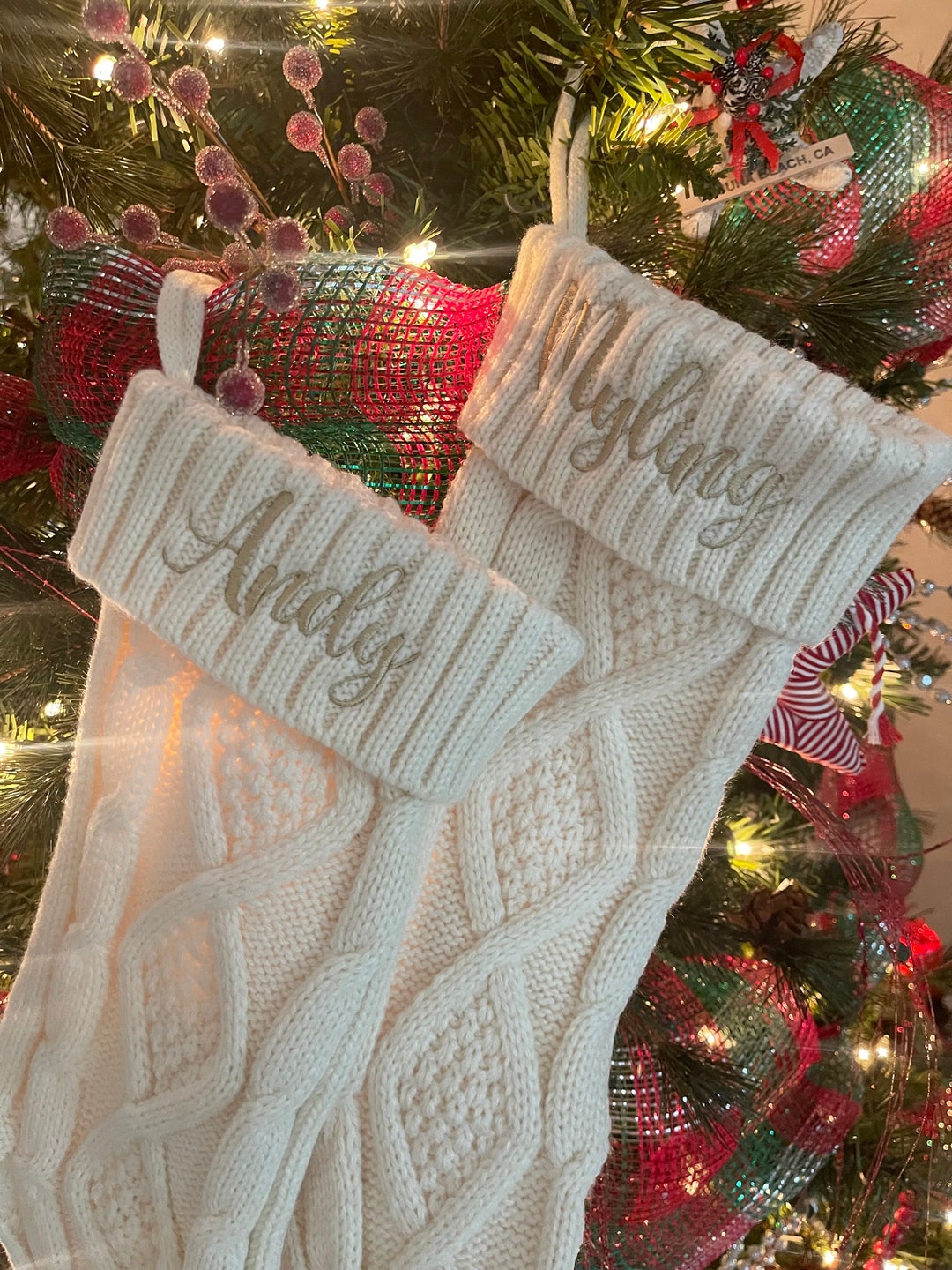 Personalized Embroidered Christmas Stocking / Cable Knit Stocking ...