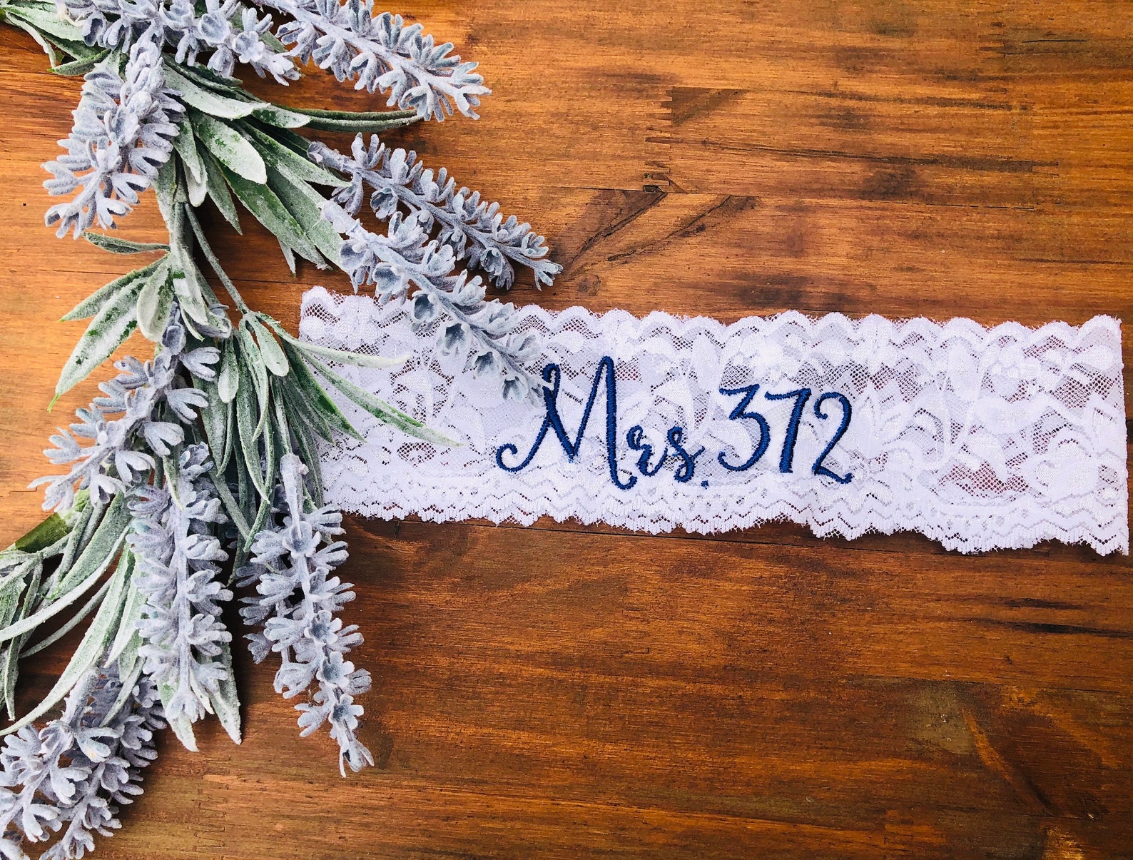 Personalized Police Wife Garter Embroidered WHITE LACE Wedding | Etsy