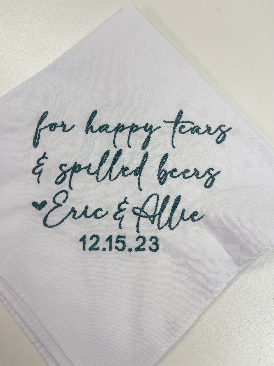 For Happy Tears & Spilled Beers Personalized/embroidered Wedding Handkerchief W/date ...